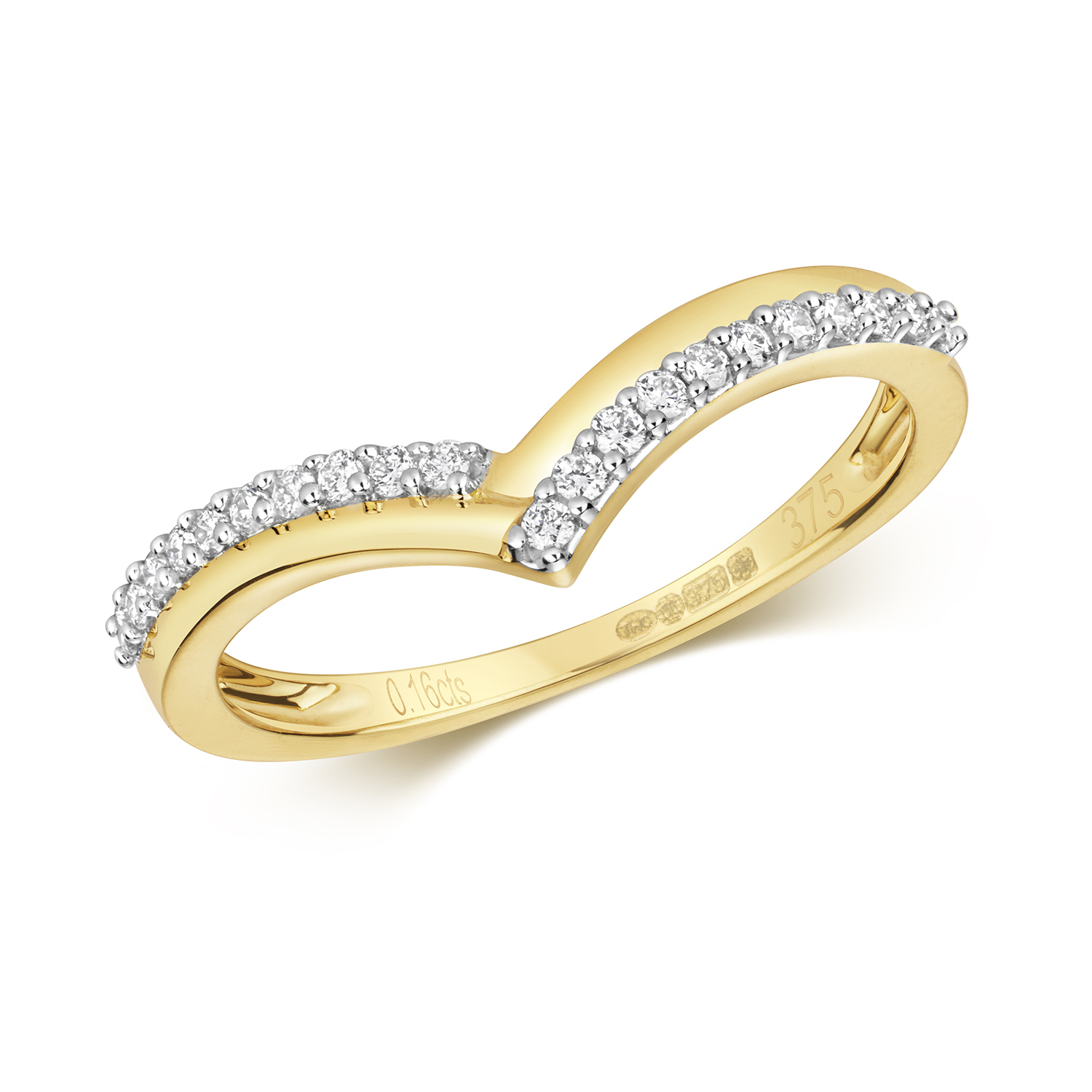 Diamond Jewellery 9ct Set Wishbone Gold Rings RD568 Size K